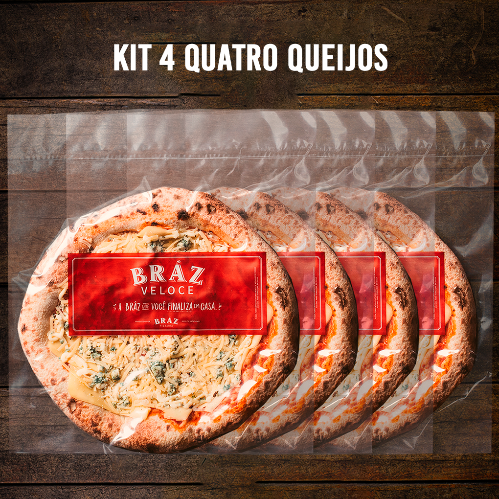 Kit 4 Pizzas Bráz Veloce 4 Queijos
